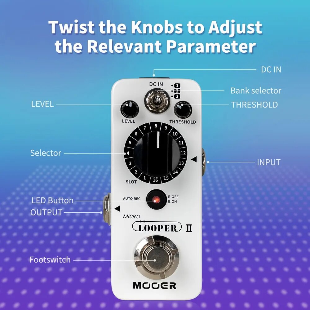 MOOER Micro Looper II Процессор эффектов для гитары 16 слотов металл