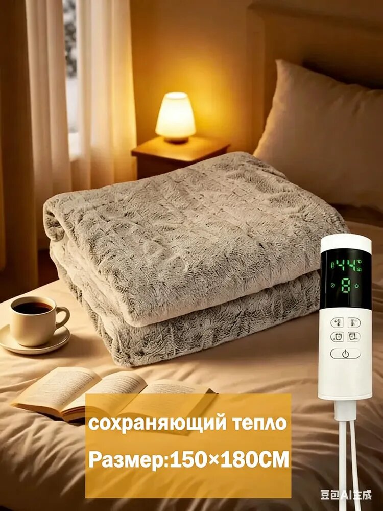 Электроодеяло Belberg BL-06 150x180 см плюшевое, 180 Вт, сохраняющий тепло, для дома и дачи.
