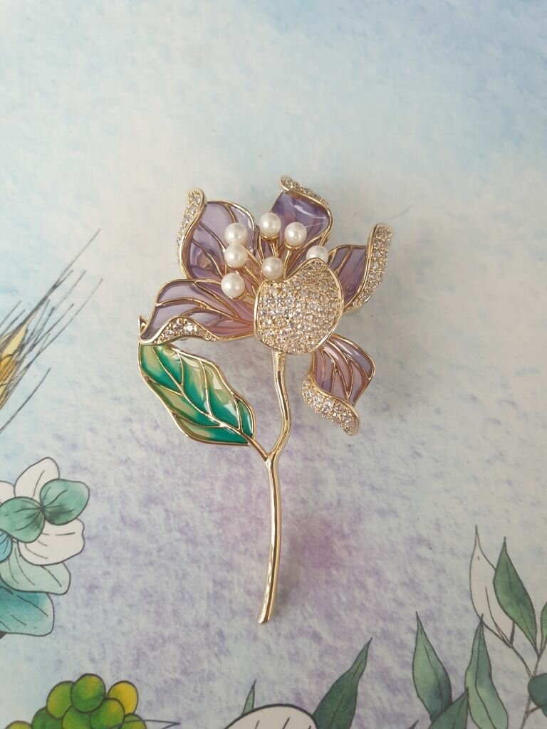 Брошь, фианит, кристалл