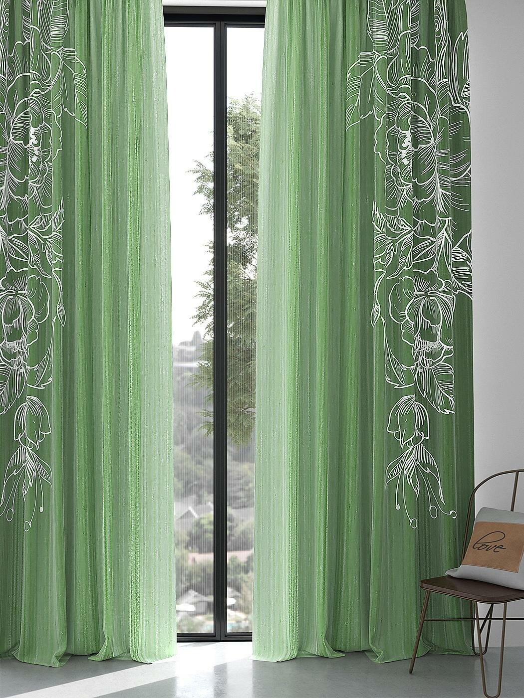 Штора для спальни и гостиной готовая 150x270 см с рисунком (967215-270)