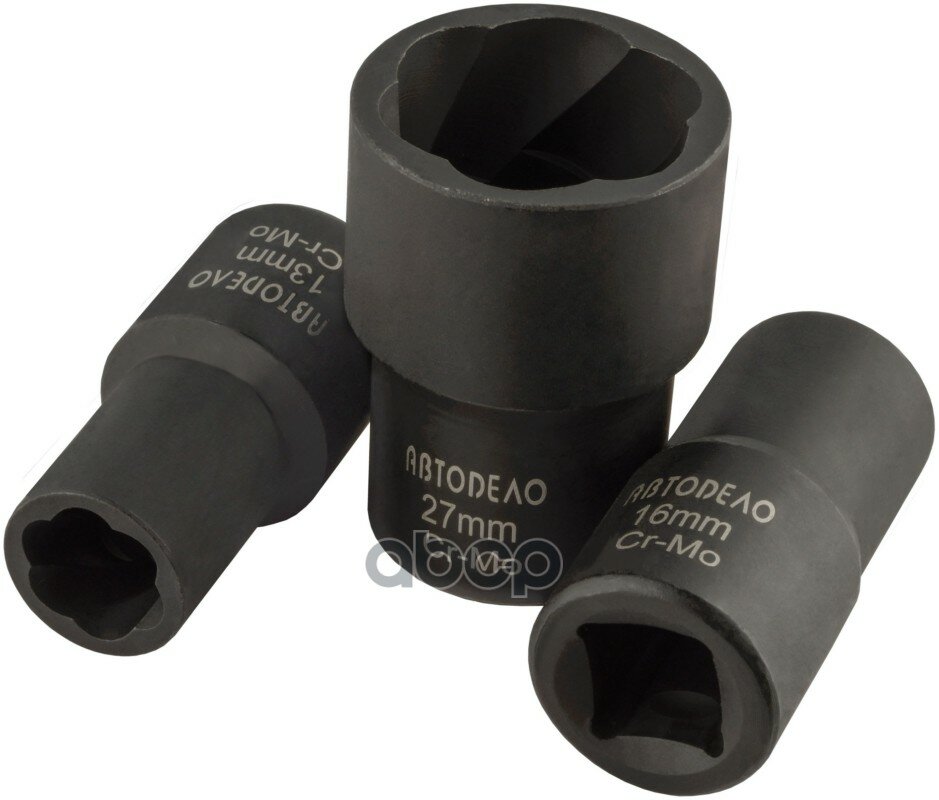 Головка торцевая ударная тонкостенная 1/2 16мм, L50мм экстрактор для поврежденных болтов/гаек (для шиномонтажа) АвтоDело