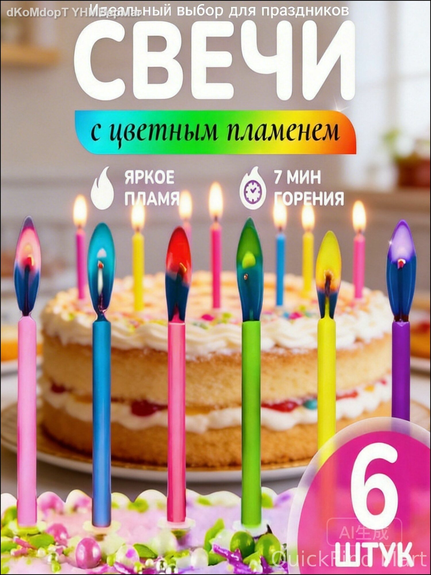 Праздничные свечи Romanky, 6 см, в наборе 6 премиум штук