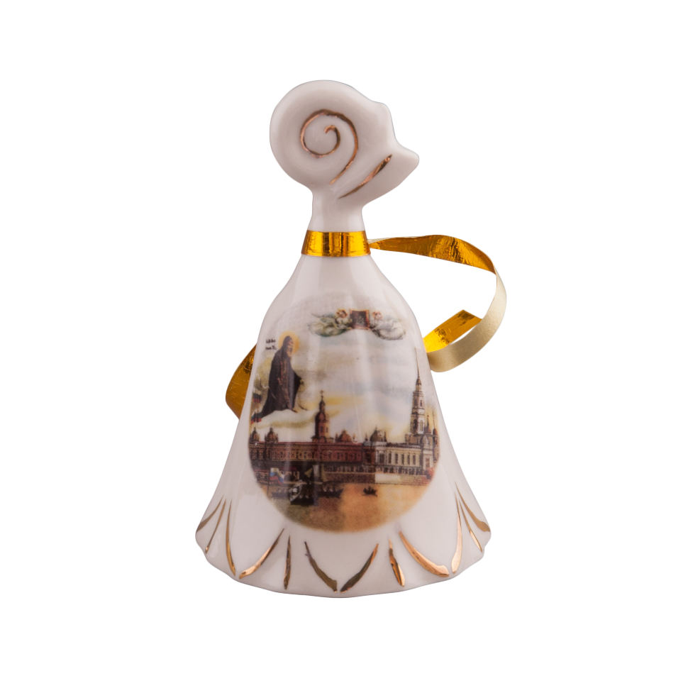 Колокольчик с Улиткой (бел, вид цветной, роспись золотом, Нило-Столобенская пустынь)