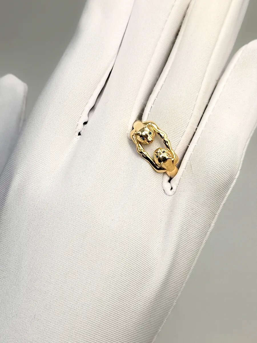 Кольцо, серебро, 925 проба, родирование, золочение, сапфир