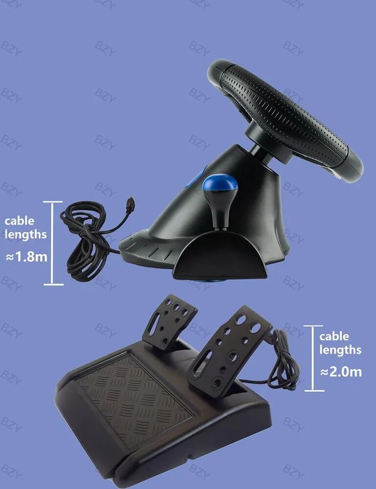 Игровой руль для ПК, PS4, PS3, Nintendo Switch, проводной, с виброотдачей, черно-серый