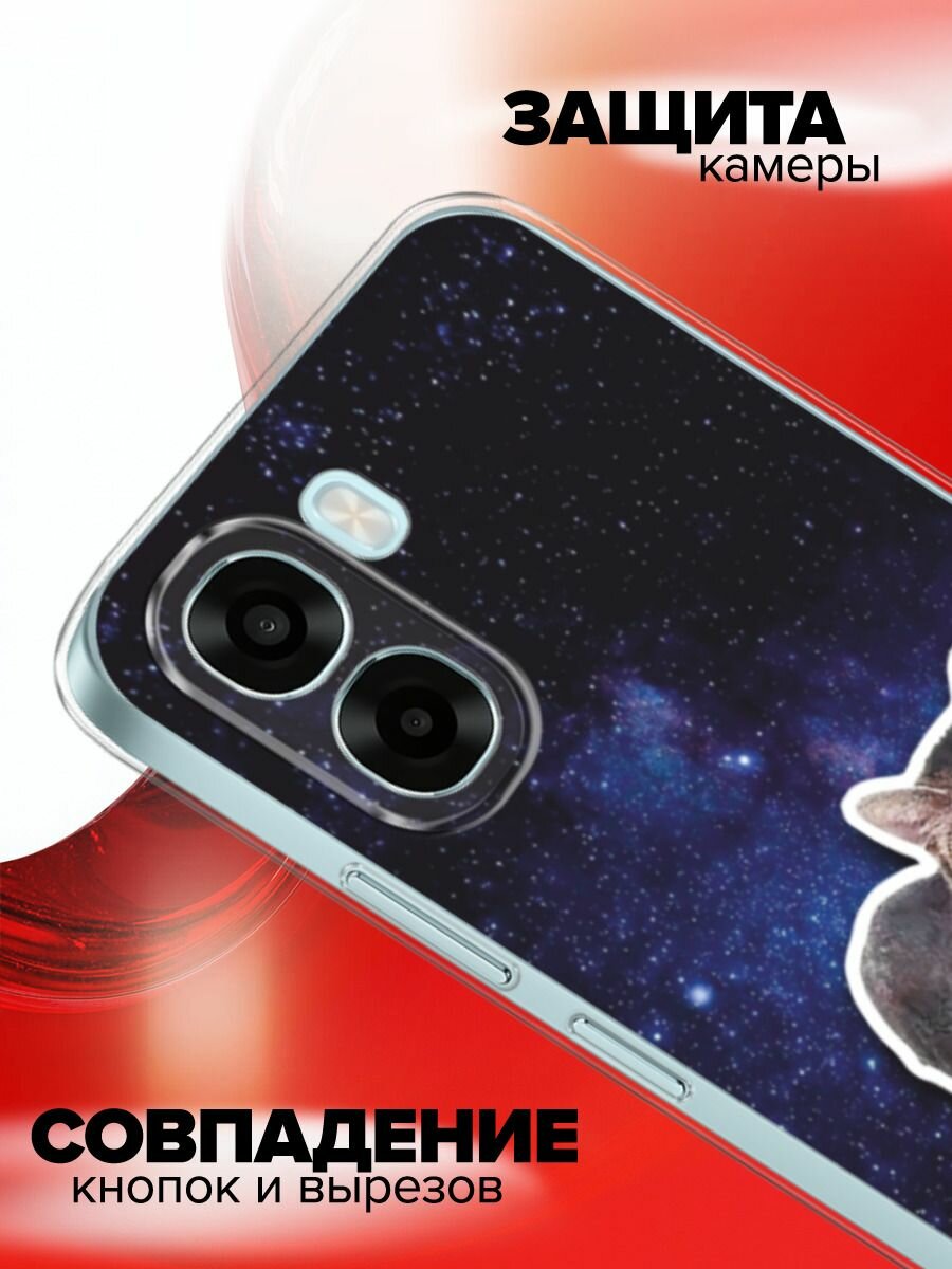 Силиконовый чехол на Oppo A6x / Оппо A6x с принтом Космический котик — фото 1