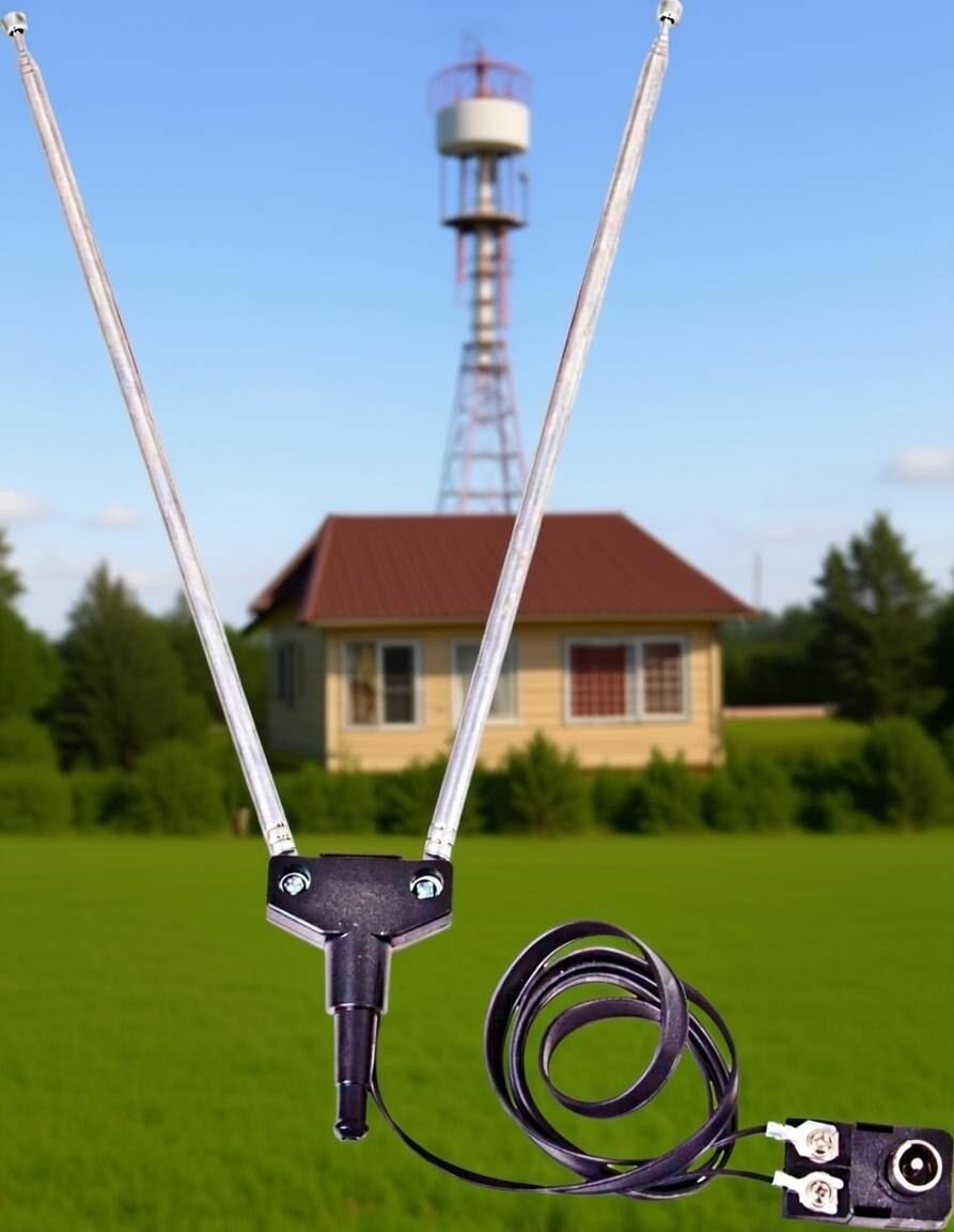 Антенна комнатная телескопическая, 4 секции, с адаптером, форма Усы