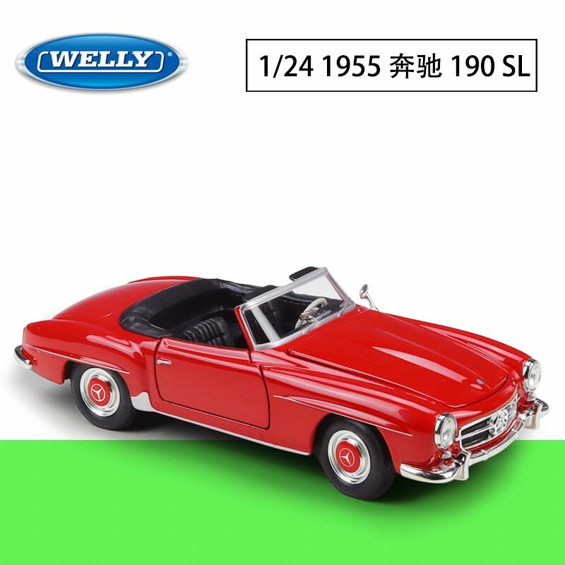 WELLY 1:24 1955 Mercedes-Benz 190SL Vintage Car Alloy Model Точное масштабное воспроизведение коллекционной модели автомобиля в подарок