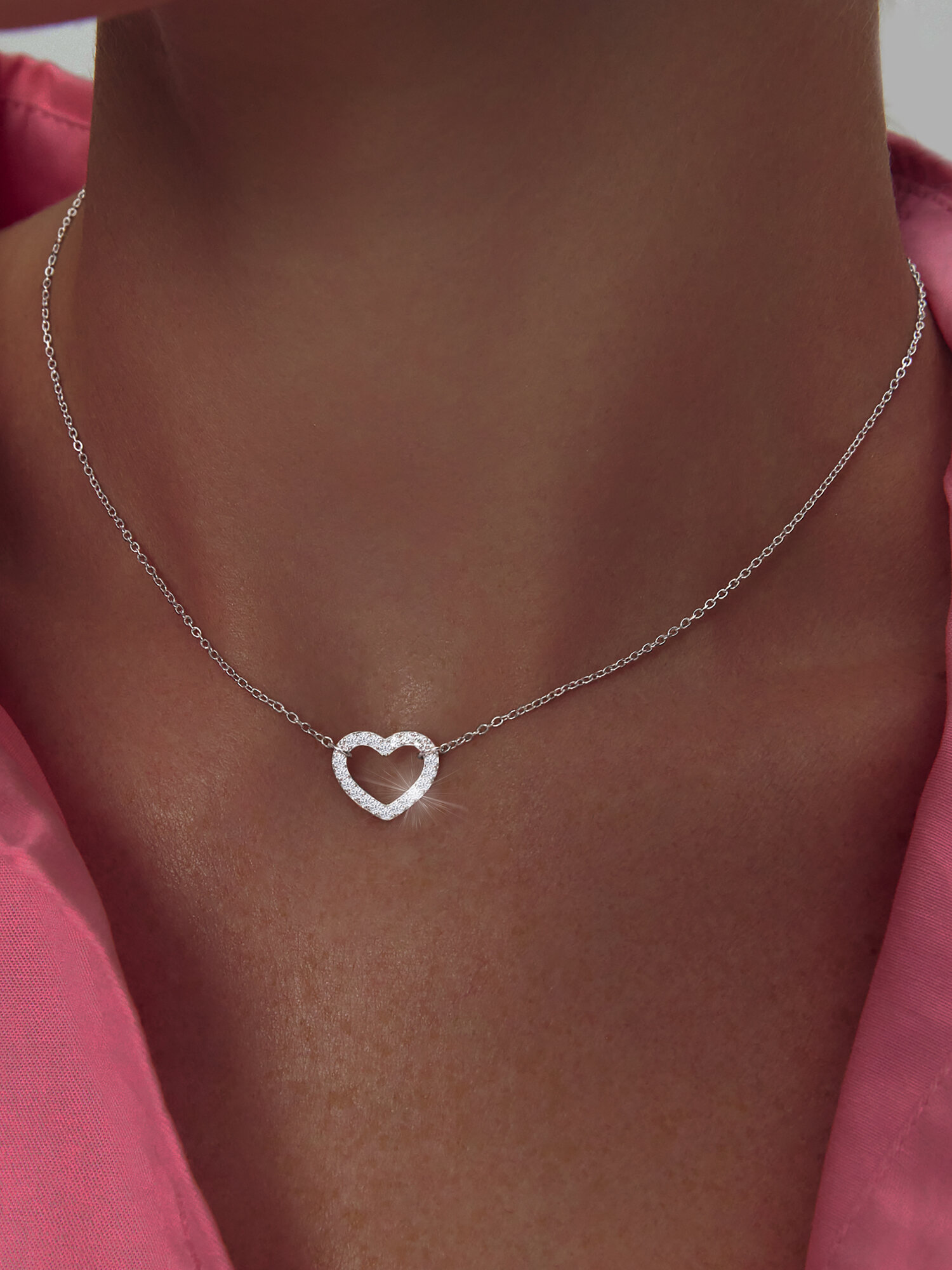 Колье, серебро, 925 проба, родирование, фианит