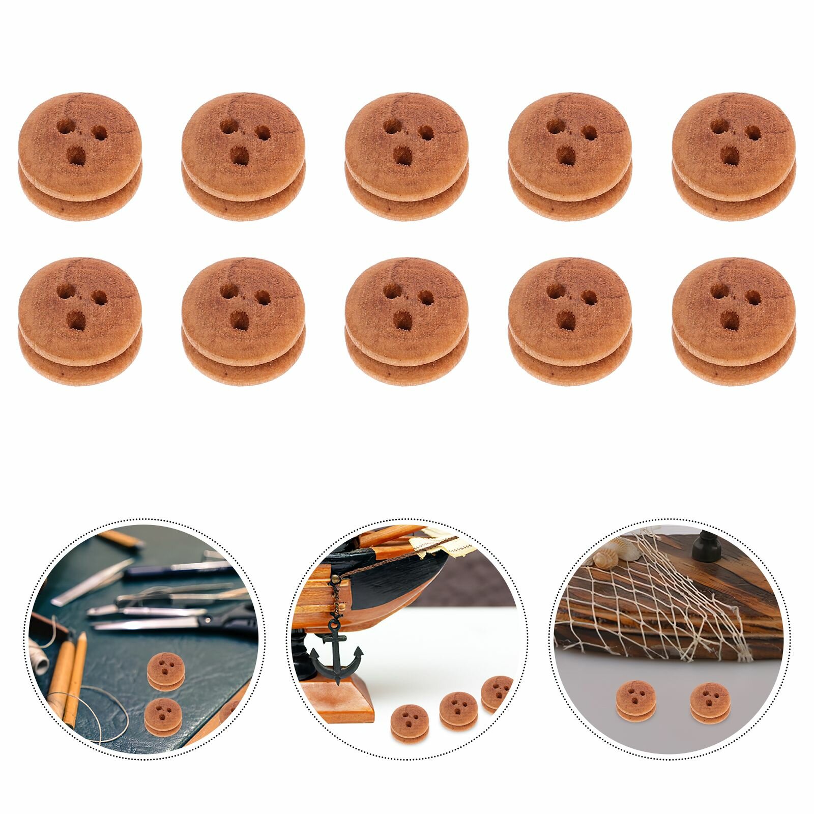 Набор из 20 маленьких деревянных трехшкивных роликов для моделей кораблей, для декора