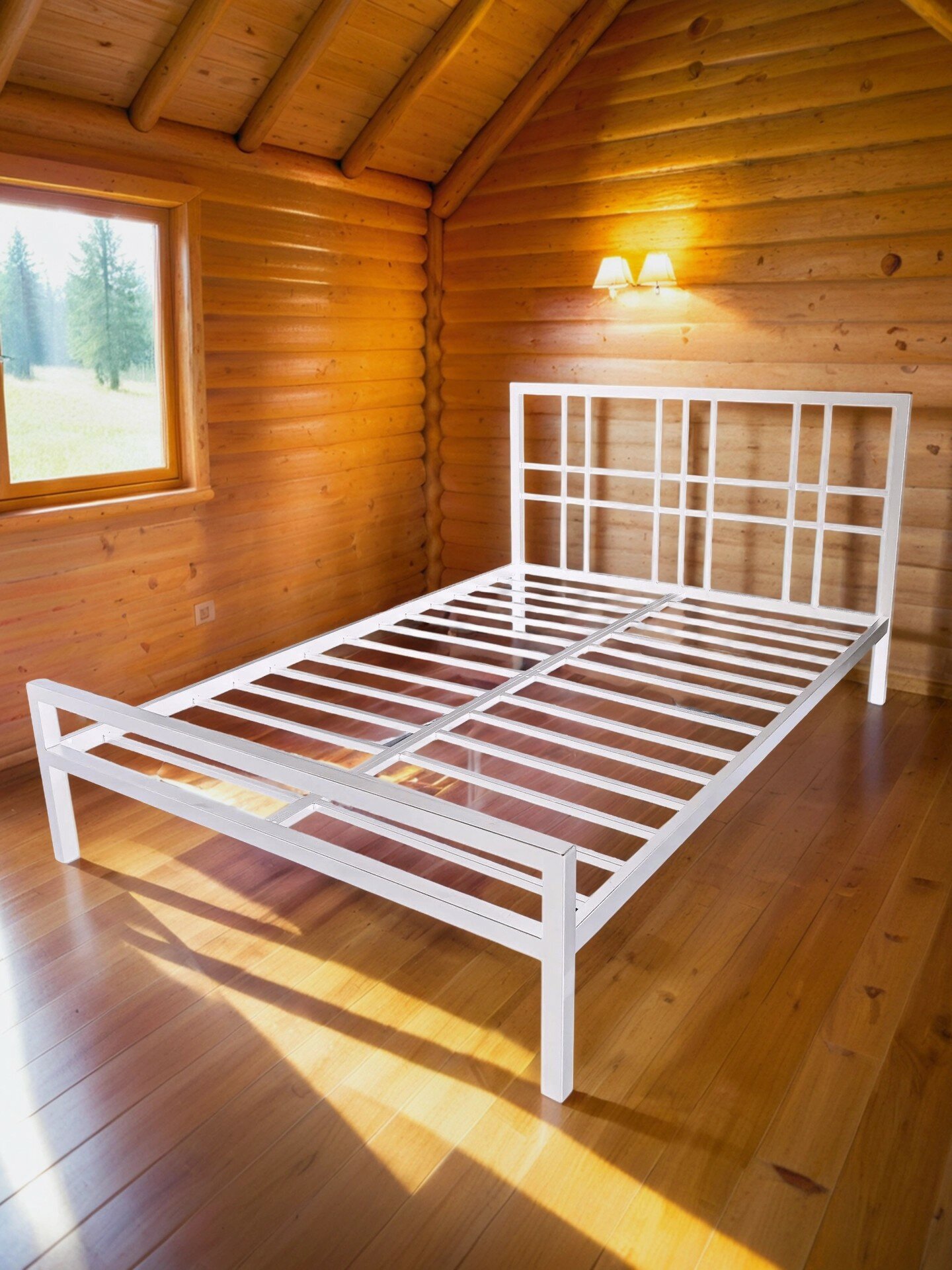 Кровать LOFT Mebel "Эмили", кованая, двуспальная, металлическая, белая муар