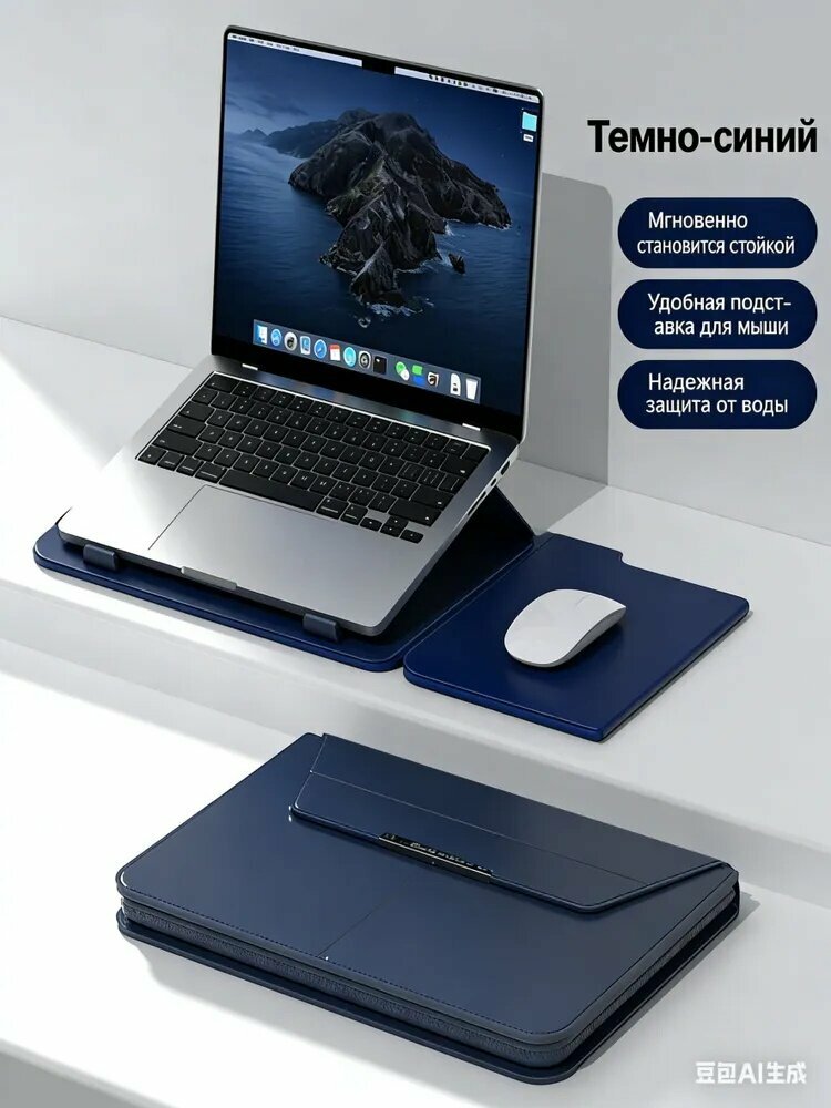 Кожаный чехол для MacBook с подставкой 15-16"