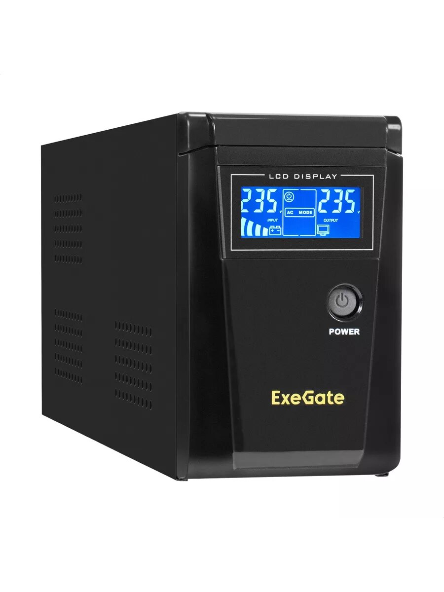 ИБП ExeGate EX295986RUS + батарея 45Aч EX285666RUS SineTower SZ-600. LCD. AVR.1SH, 600VA/360W, черный
