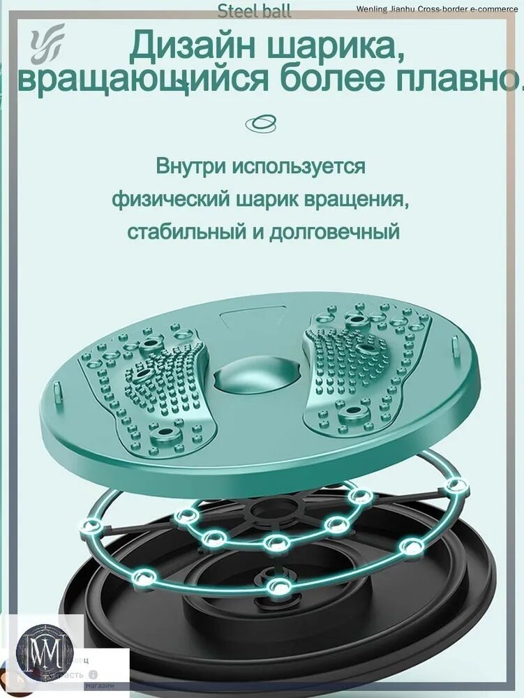 Диск здоровья для фитнеса с магнитами и эспандерами, максимальная нагрузка 150 кг, для массажа и тренировок — фото 1