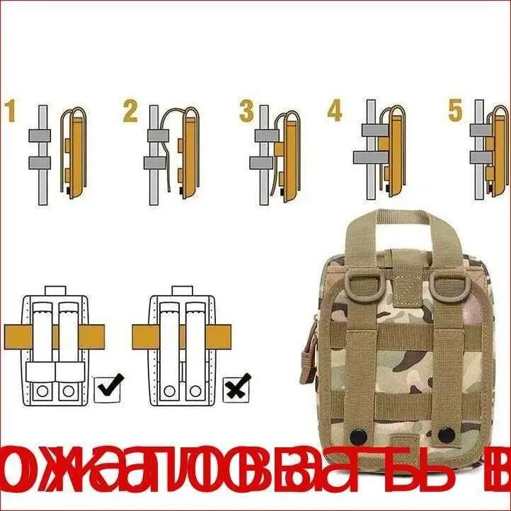 Походная аптечка Малый тактический подсумок для аптечки первой помощи (первый эшелон) с креплением MOLLE — фото 1