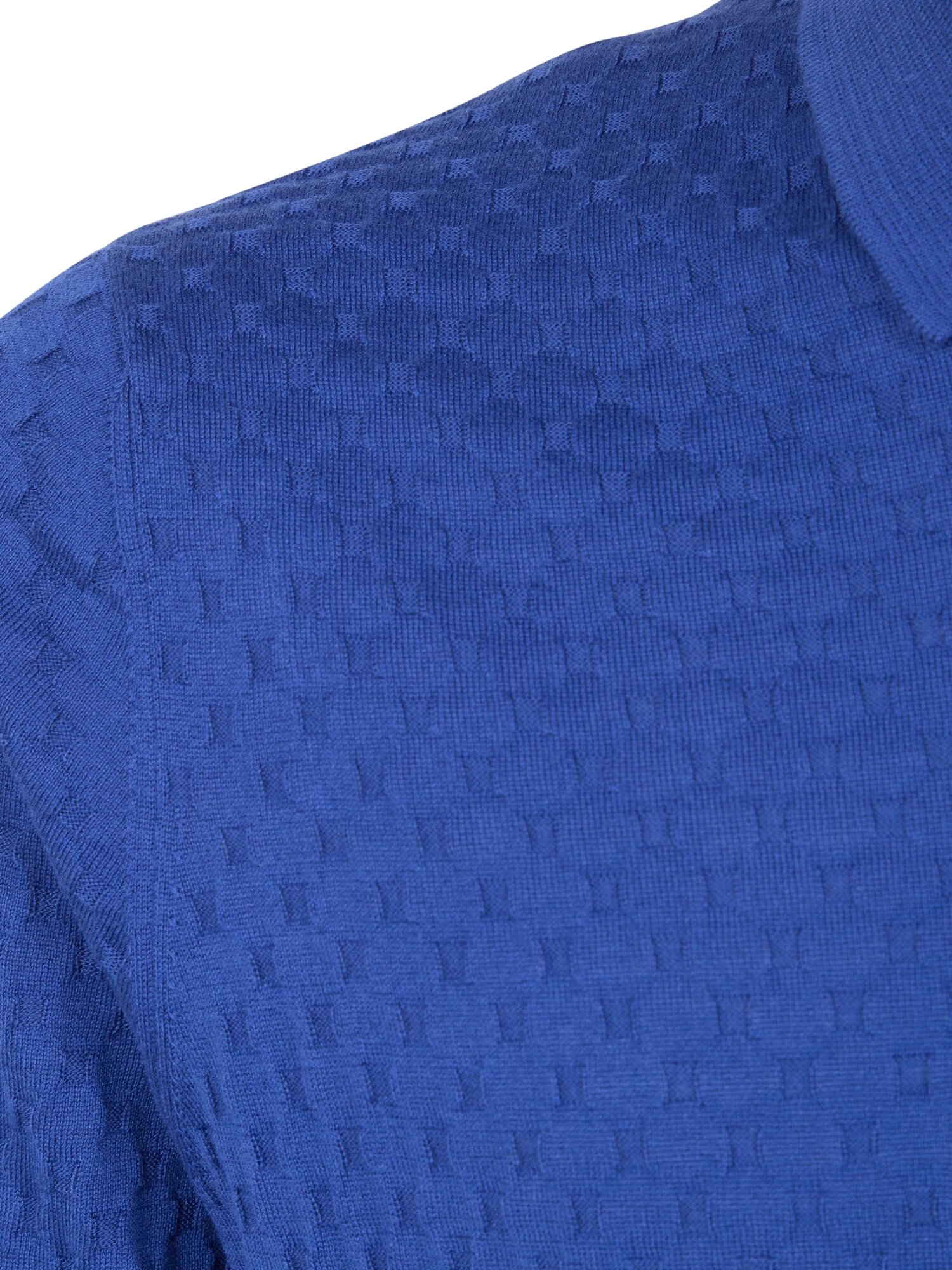 Рубашка FILIPPO DE LAURENTIIS Textured polo shirt, размер 54, Синий принт — фото 1