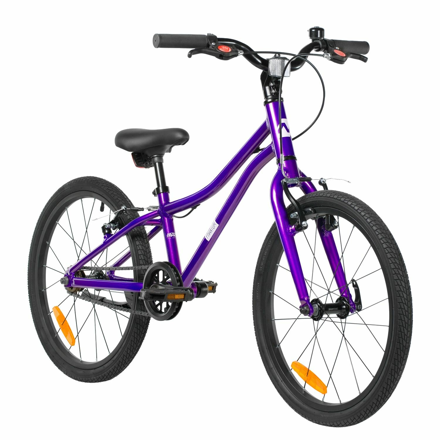 Велосипед NOVATRACK 16" PHANTOMGRL, алюминий, фиолетовый, защита цепи, тормоз V-Brake, доп. поддержка колеса