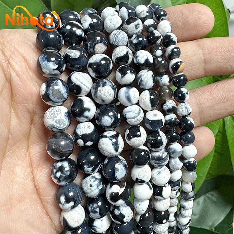 Белые потрескавшиеся огненные агаты оникс бусины Nihota 6/8/10 мм 6mm-about 62pcs