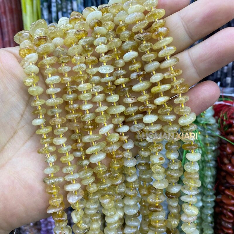 Натуральные бусины лабрадорит LUOMAN XIARI 8-12 мм 8-12mm 52-56pcs, Citrine AB