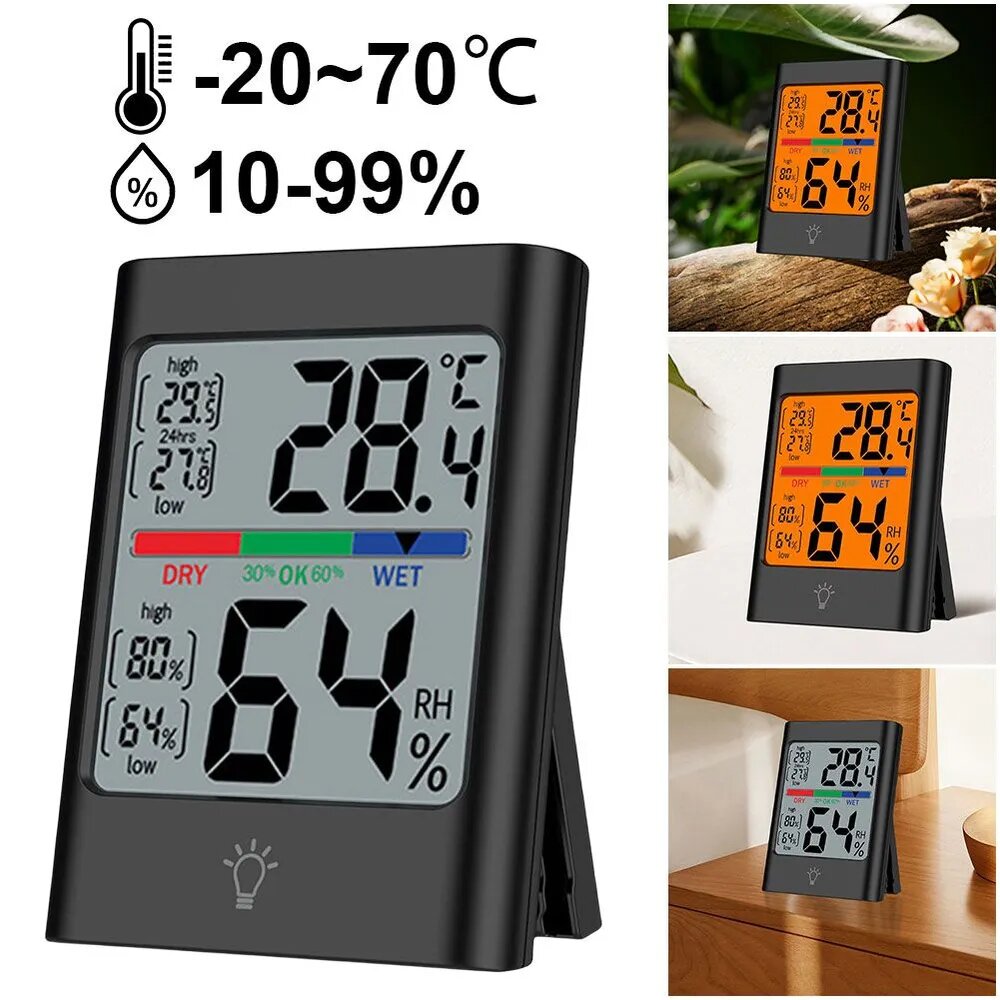 Электронный термогигрометр с подсветкой и магнитом для помещений, модель MC31S