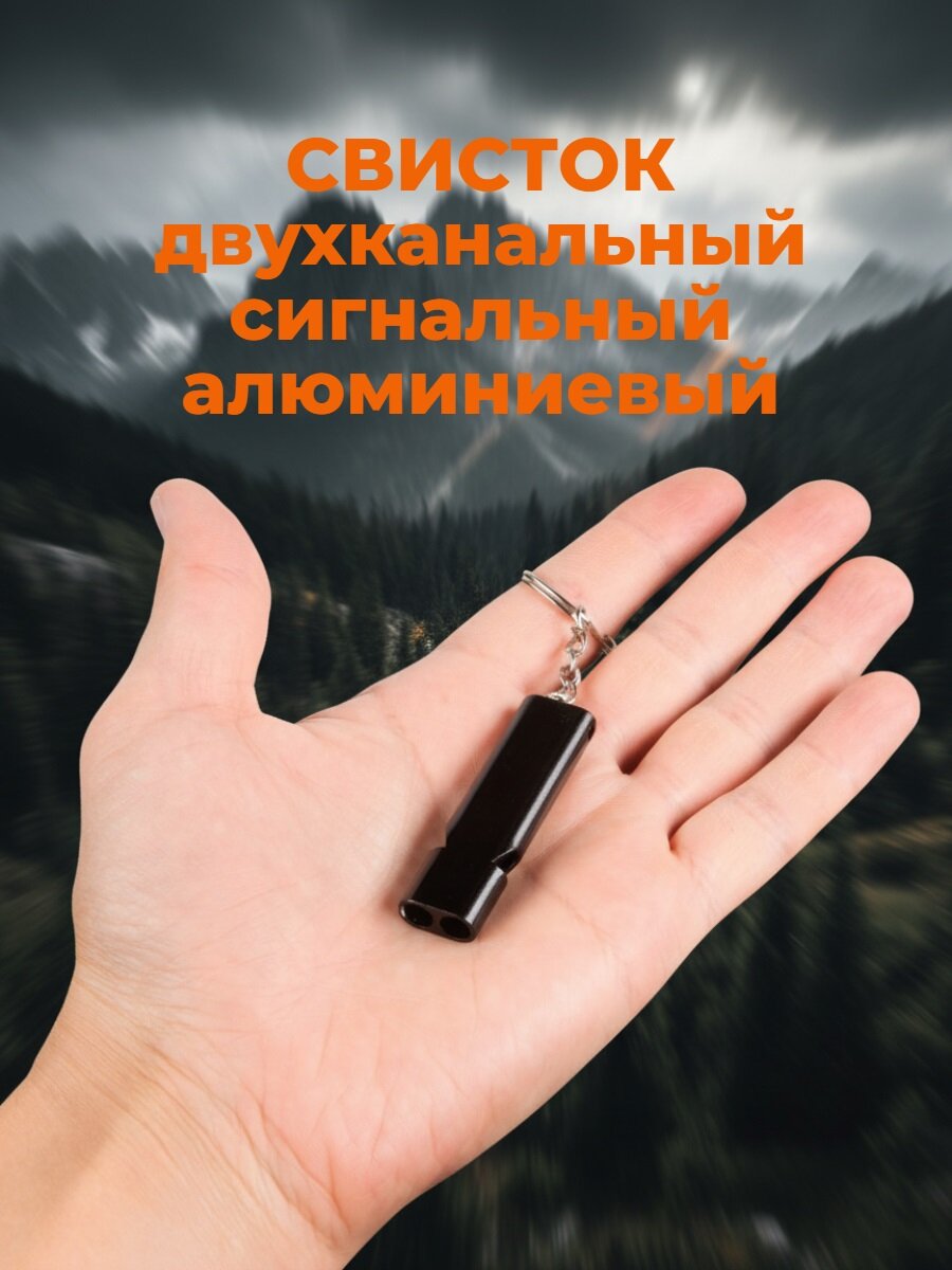 Свисток аварийный двухканальный 120 dB, алюминиевый, цвет чёрный