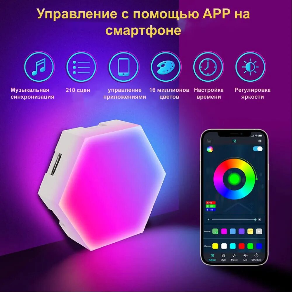 Модульный светильник соты, 10 шт Шестиугольный светильник настенный, подходит для компьютерной комнаты спальни гостиной