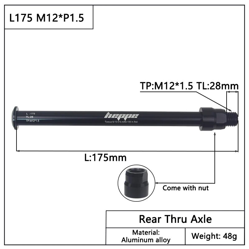 HEPPE Сквозная ось для велосипеда L175 M12x1.5 TL28