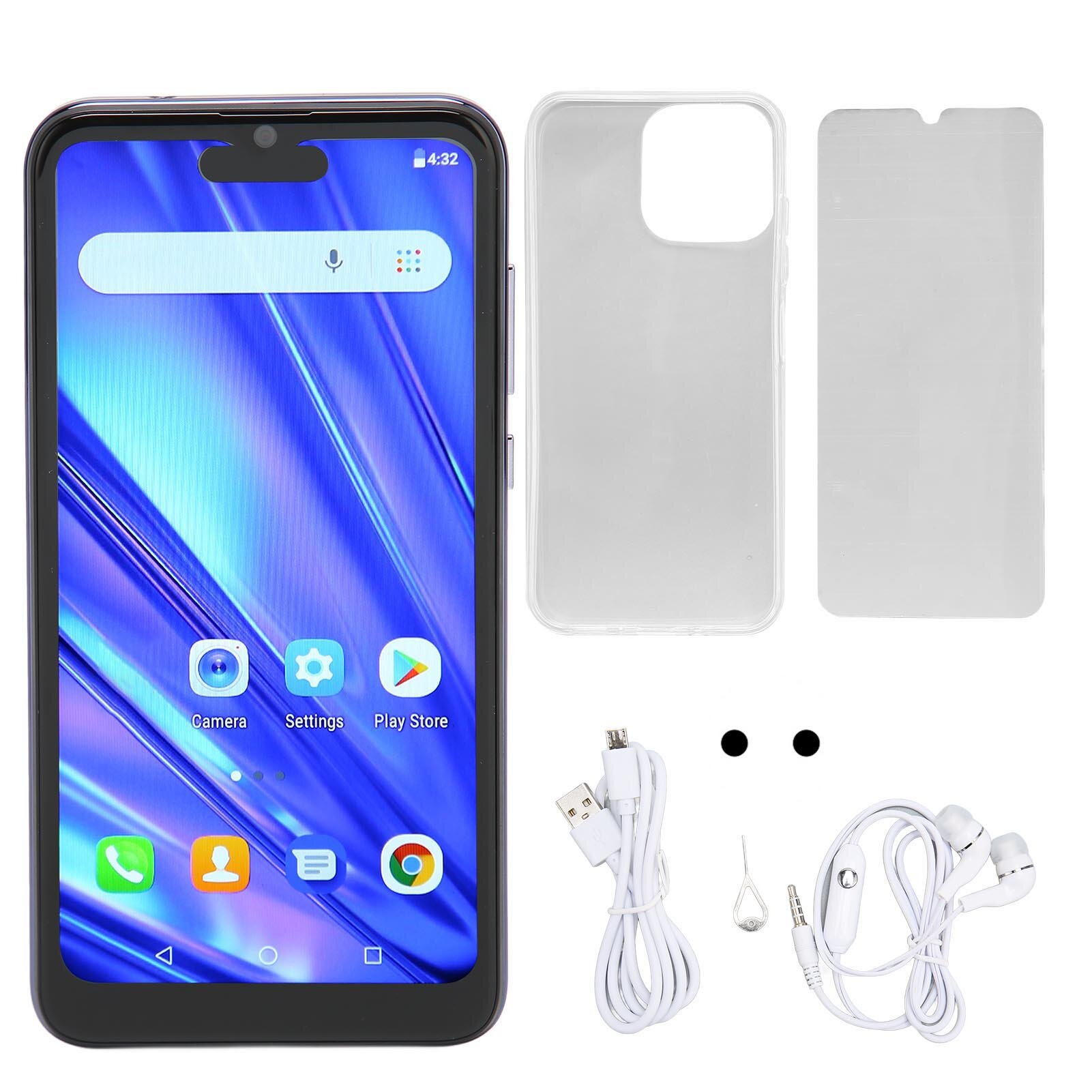 Смартфон 4G 6.1 дюйма HD, два слота SIM, 4 ГБ ОЗУ, 32 ГБ ПЗУ, тонкий, Android, темнофиолетовый