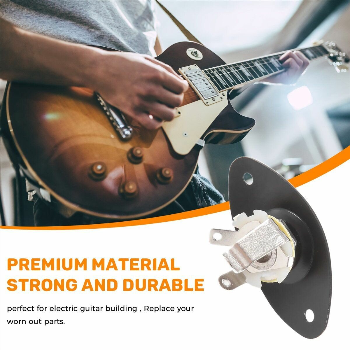 Овальная, с углублением, пластина и гнездо для гитарного разъема, черный, высокое качество, 1 шт. (черный)