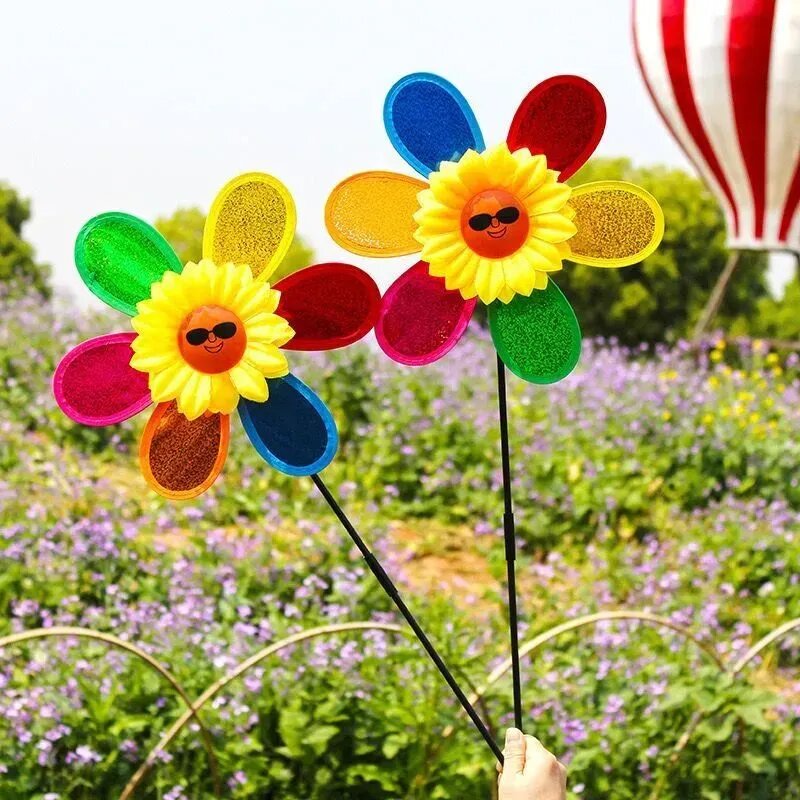 Флюгер Солнечный цветок, детский, вертушка для сада и дачи 2 шт.