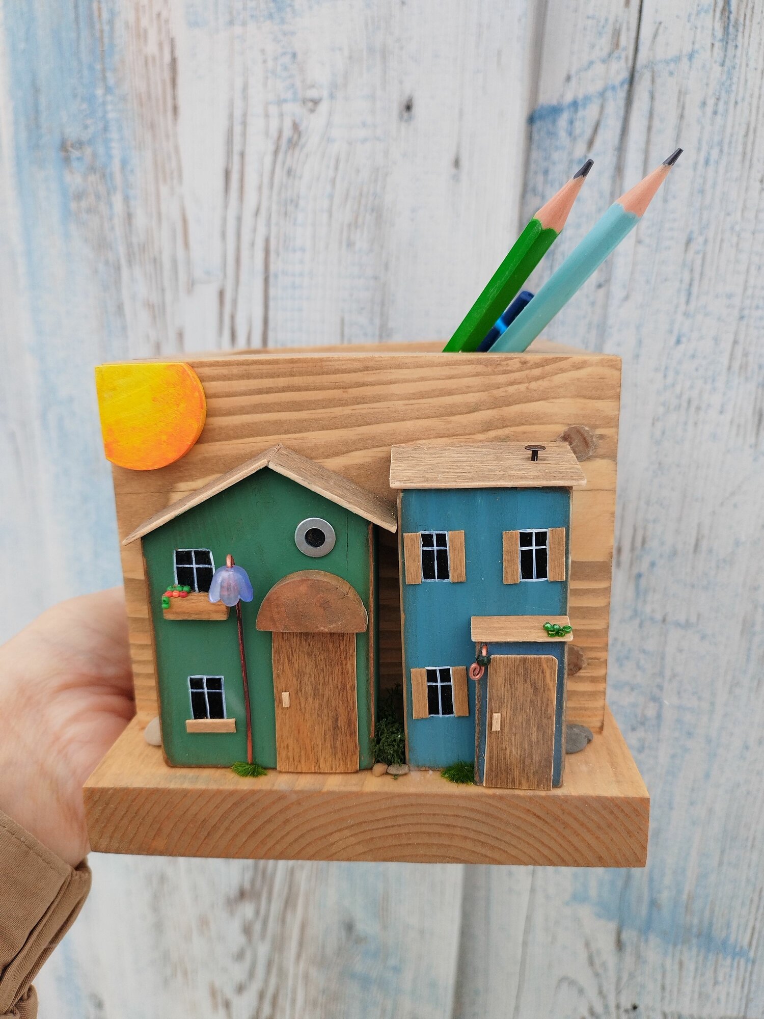 Карандашница органайзер из дерева, ручная работа