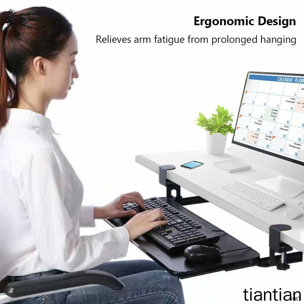 Выдвижной лоток для клавиатуры под столом с креплением C-образного зажима выдвижной ящик для компьютерной клавиатуры