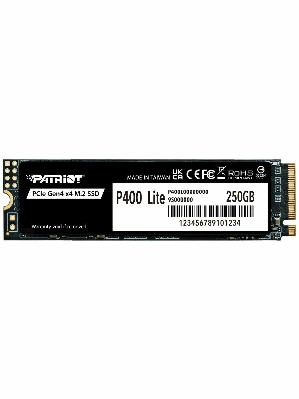 Накопитель SSD Patriot Memory P400 Lite М.2 2280, 250ГБ, 3D NAND, TLC, PCIe 4.0 x4