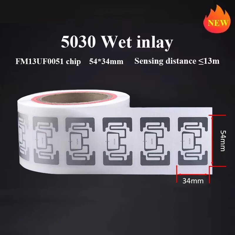 RFID метки 5030-Wet inlay, FM13UF0051, 54x34mm, 13m