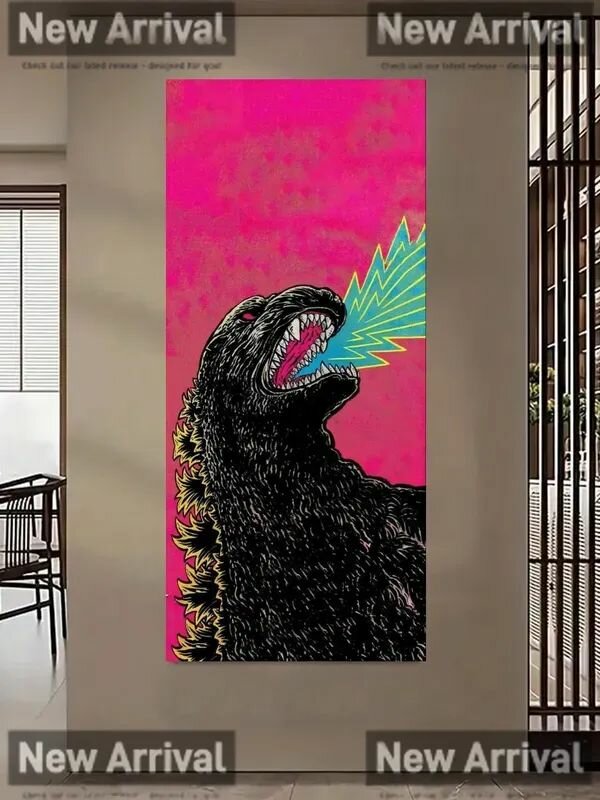 Картина "Годзилла на холсте 40 х 90" 40x90 см