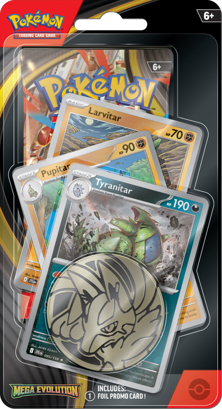 Настольная игра Pokemon TCG - бустер PKM - Mega Evolution: Premium Checklane Blister - Tyranitar - Blaziken на английском языке
