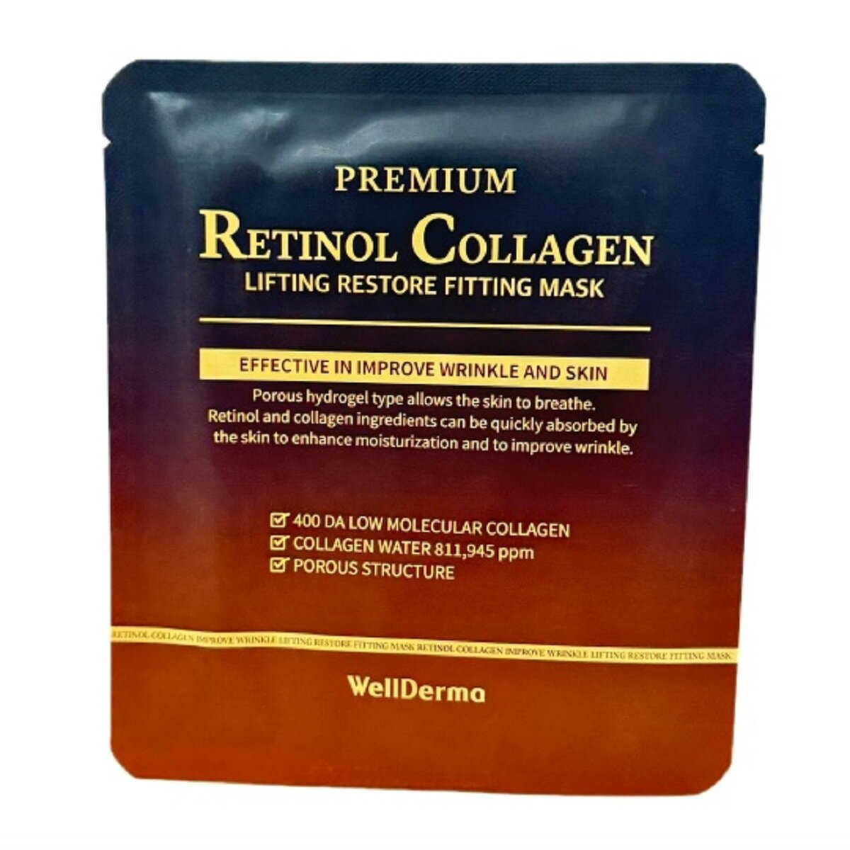 WellDerma Коллагеновая лифтинг-маска с ретинолом (1шт) Lifitng Restore Fitting Retinol Collagen Mask