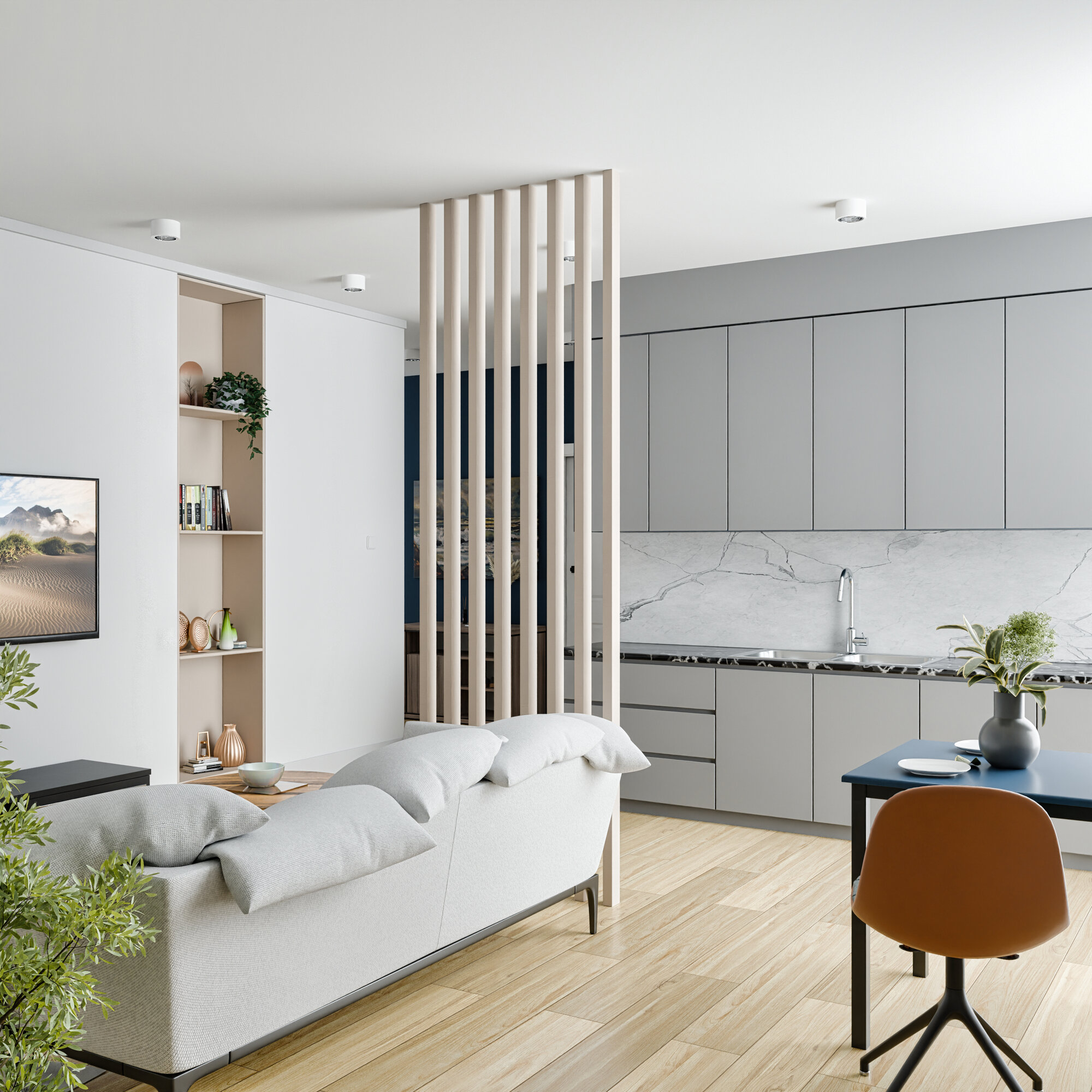 Перегородка из реек для зонирования пространства 864 мм, Кашемир