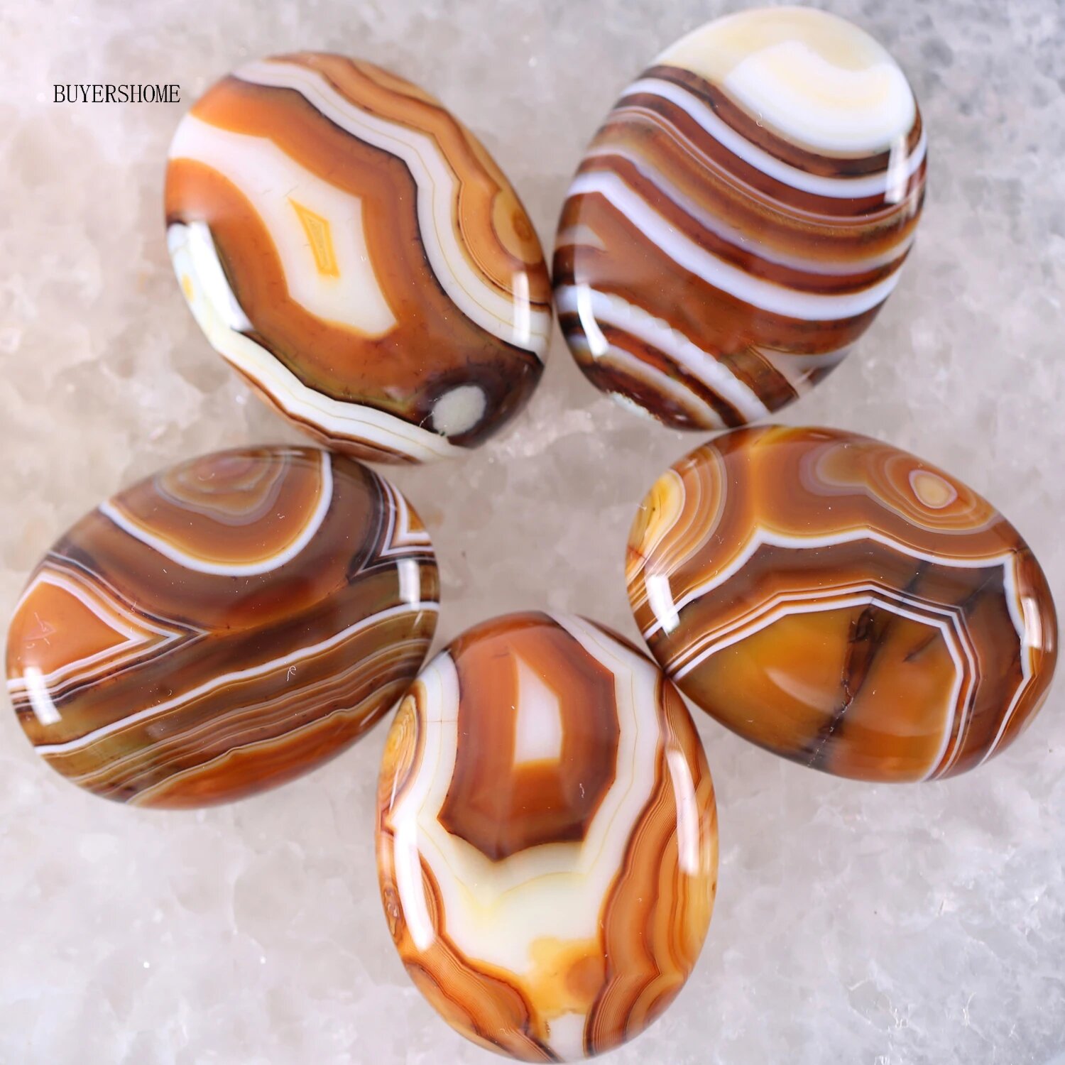 Кабошон BUYERSHOME из малахита, розового кристаллы и оникса 30x40 мм, 1 шт. Brown Agate 1PCS