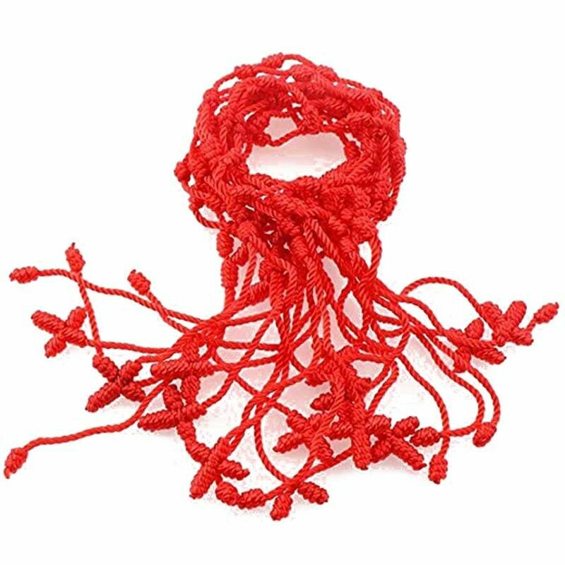 Браслеты тибетские плетёные, 12 шт, красный