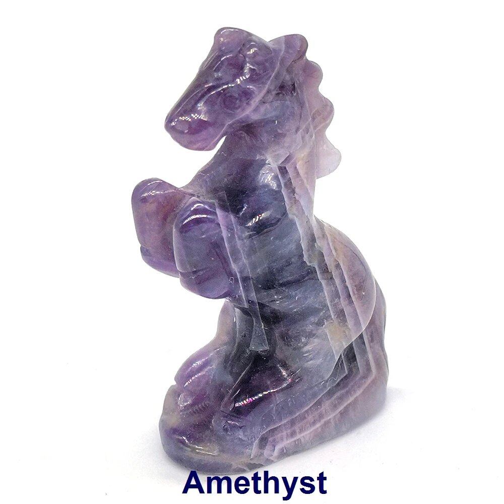 Хрустальная лошадка из аметиста или кварца Фиолетовый, 3PC, Amethyst