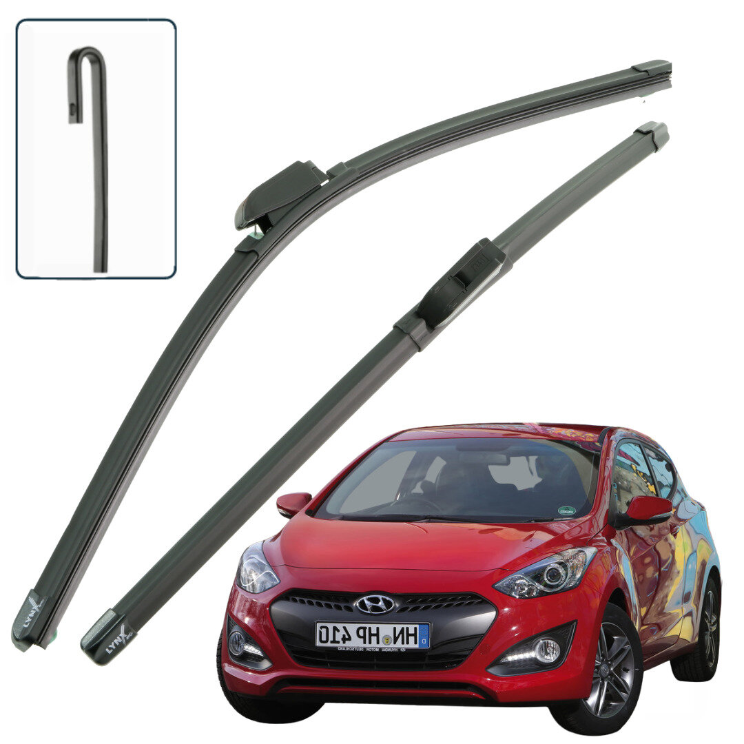 Дворники Hyundai i30 (2) GD / Хендай Ай 30 ГД хэтчбек 3 дв. 2012 / 2013 / 2014 / 2015 Щетки стеклоочистителя бескаркасные автомобильные LYNXauto к-т 2шт, 650мм-350мм