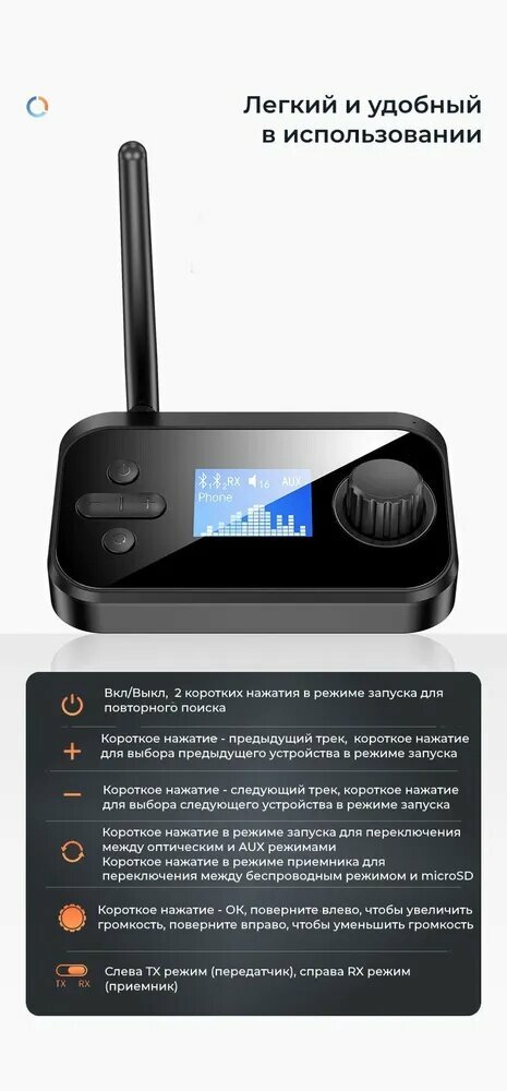 Bluetooth адаптер (приемник/передатчик) TM8 C41, Динамик гарнитуры беспроводной аудиоадаптер — фото 1