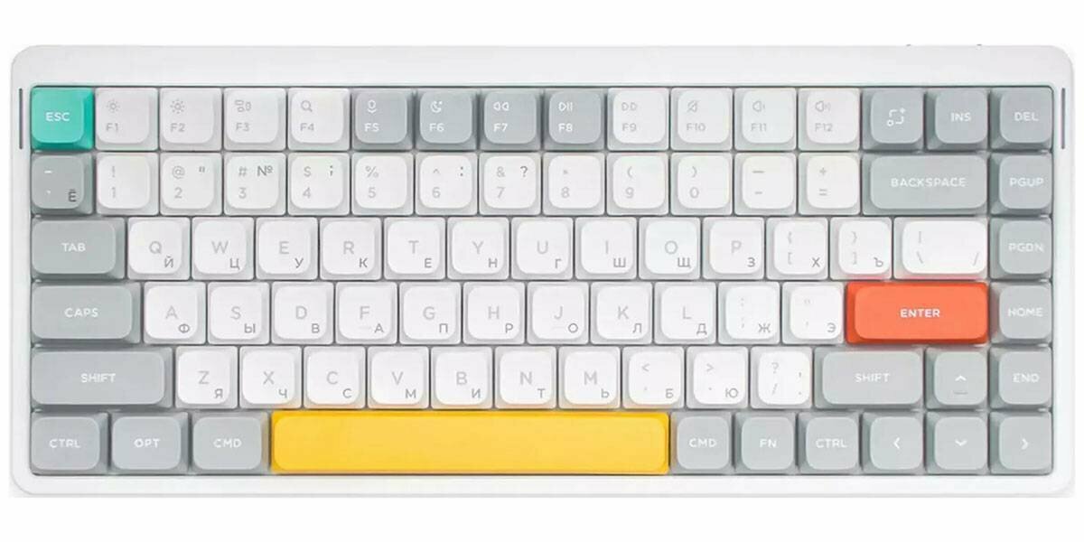 Беспроводная механическая клавиатура Nuphy QMK, AIR75v2, Ionic White, RGB Hot Swap Red Switch