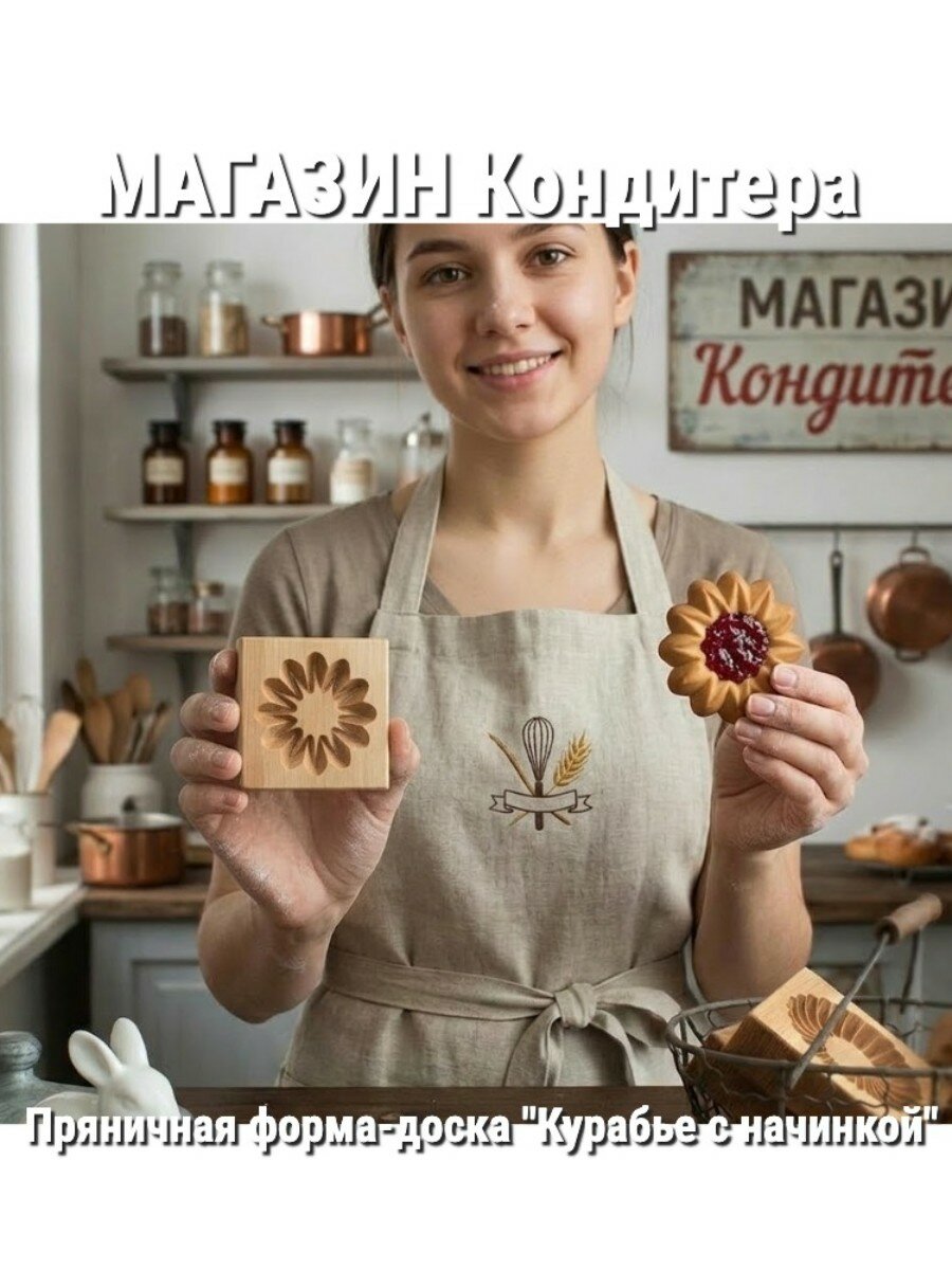Пряничная форма-доска "Курабье с начинкой" для формирования пряников