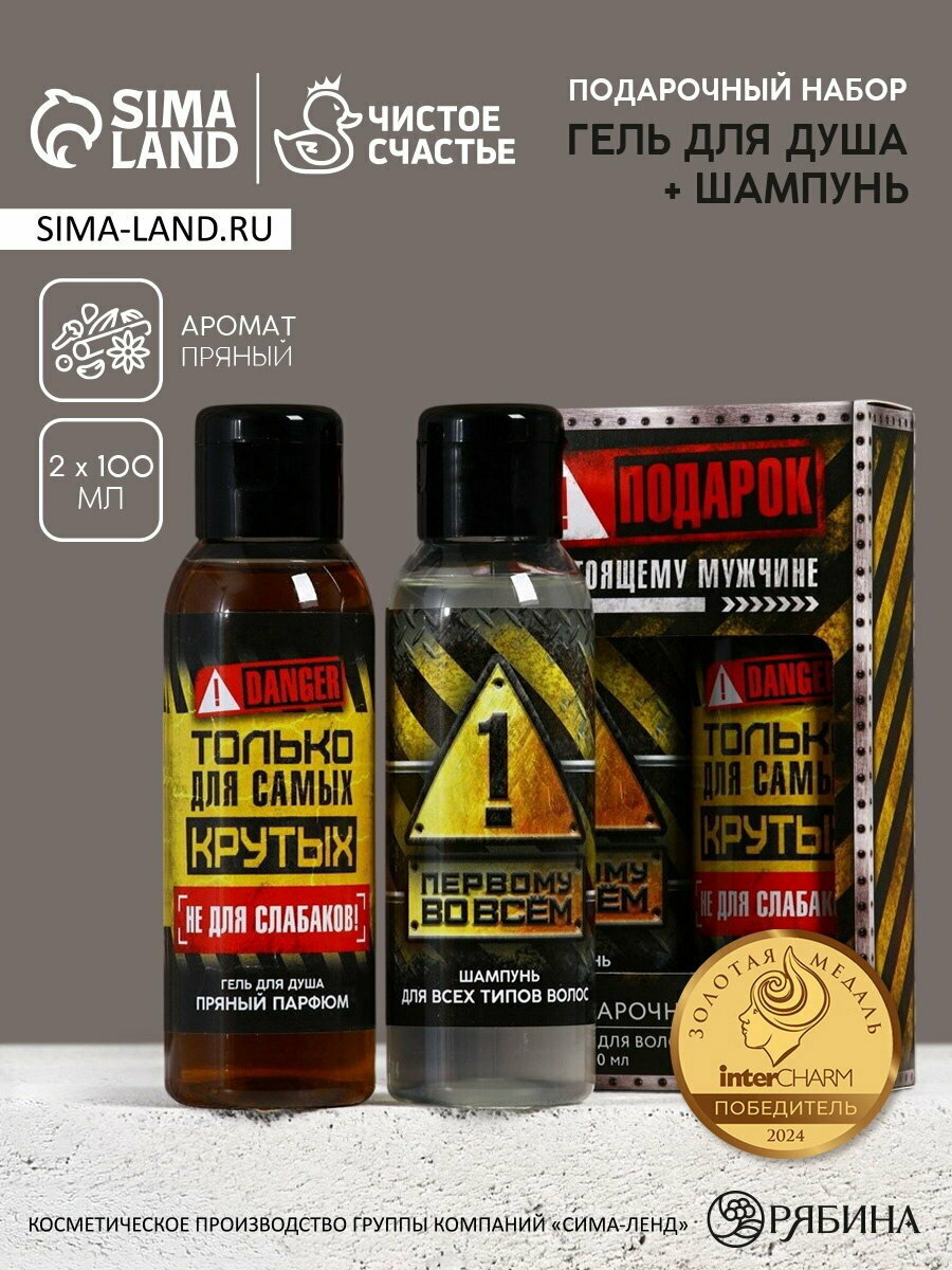 Подарочный набор "Настоящему мужчине", гель для душа и шампунь для волос, 2x100