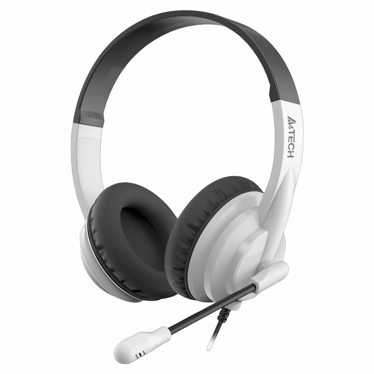 Наушники с микрофоном (гарнитура) A4Tech HU-10, проводные, 2м, USB, черные с белым (1611415)