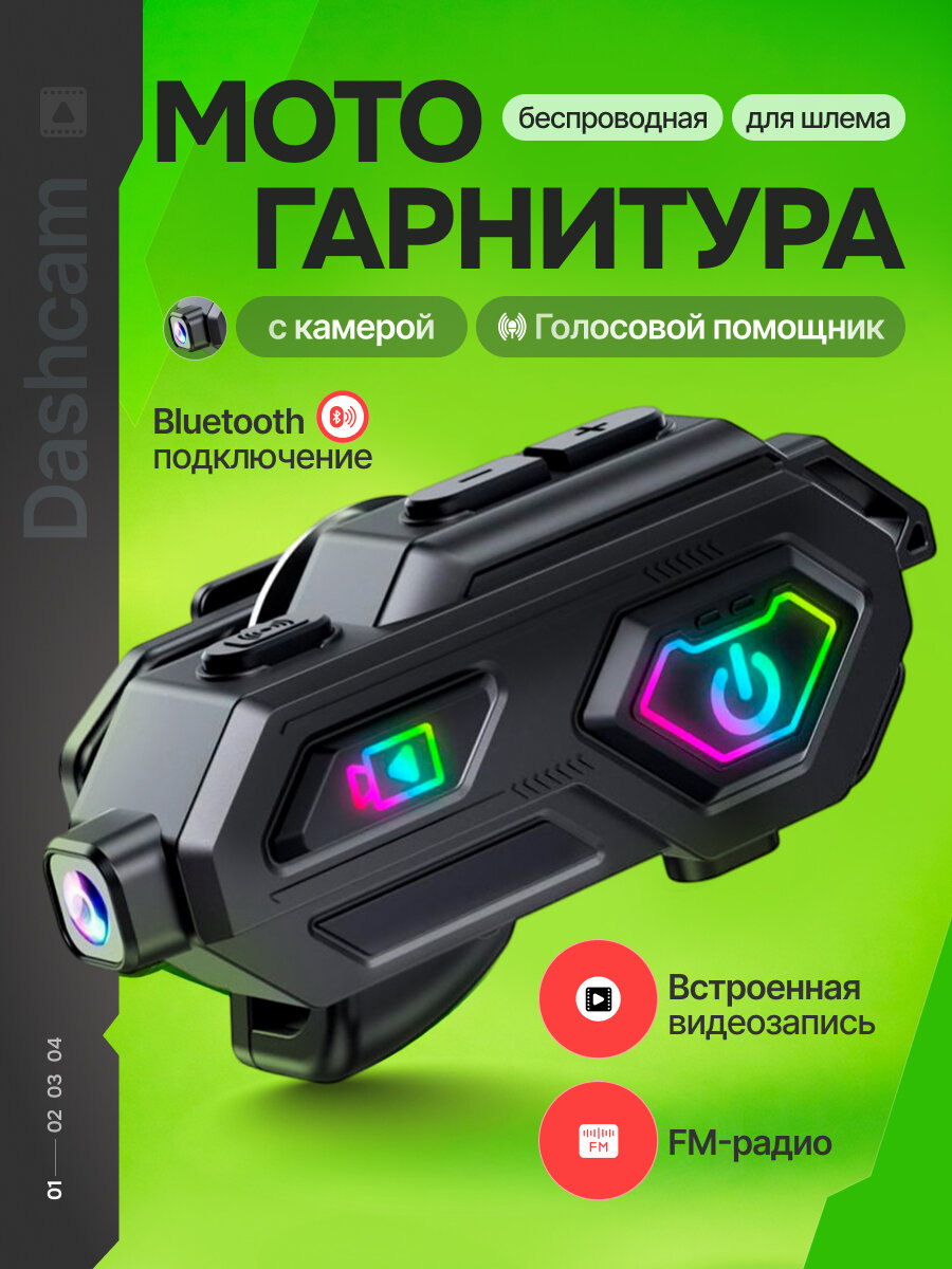 Мотогарнитура Svendsen C8MAX, для шлема, беспроводная, темно-серая