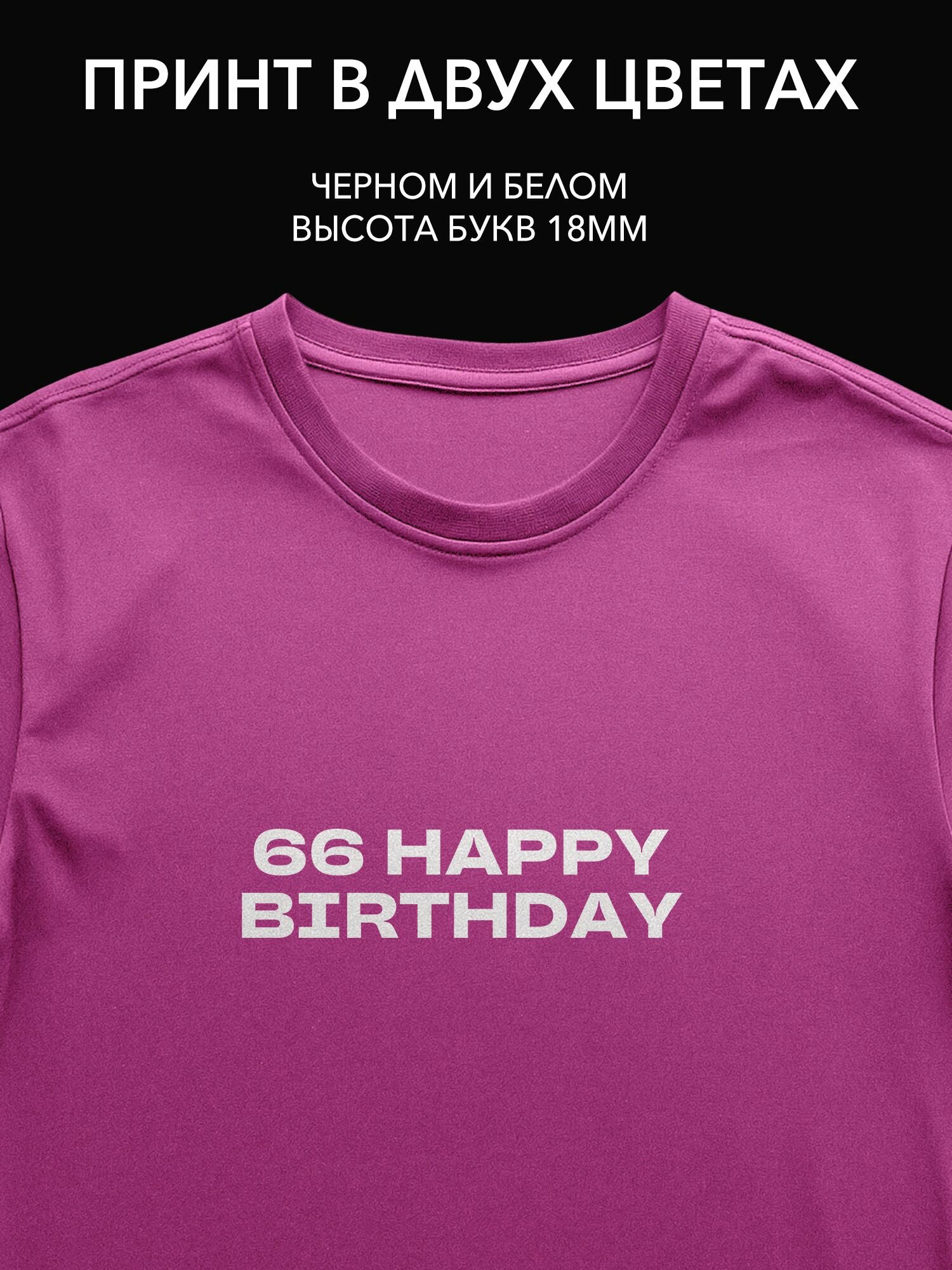Термопринт надпись "66 happy birthday" для футболки, свитшота или фартука на праздник День Рождения.