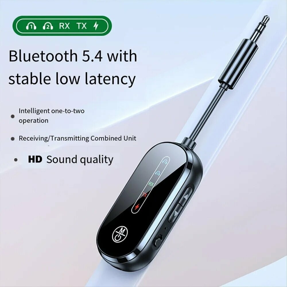 Беспроводной аудиоадаптер Multipoint Connect Bluetooth 5.4 с функцией громкой связи и разъемом AUX 3,5 мм для ПК и телевизора